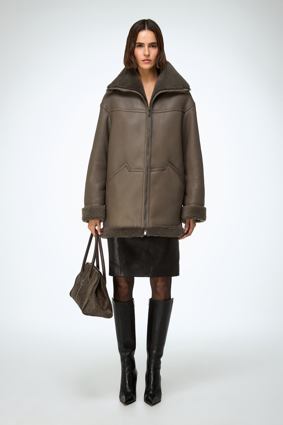V S P - Dina - Stone Shearling Coat